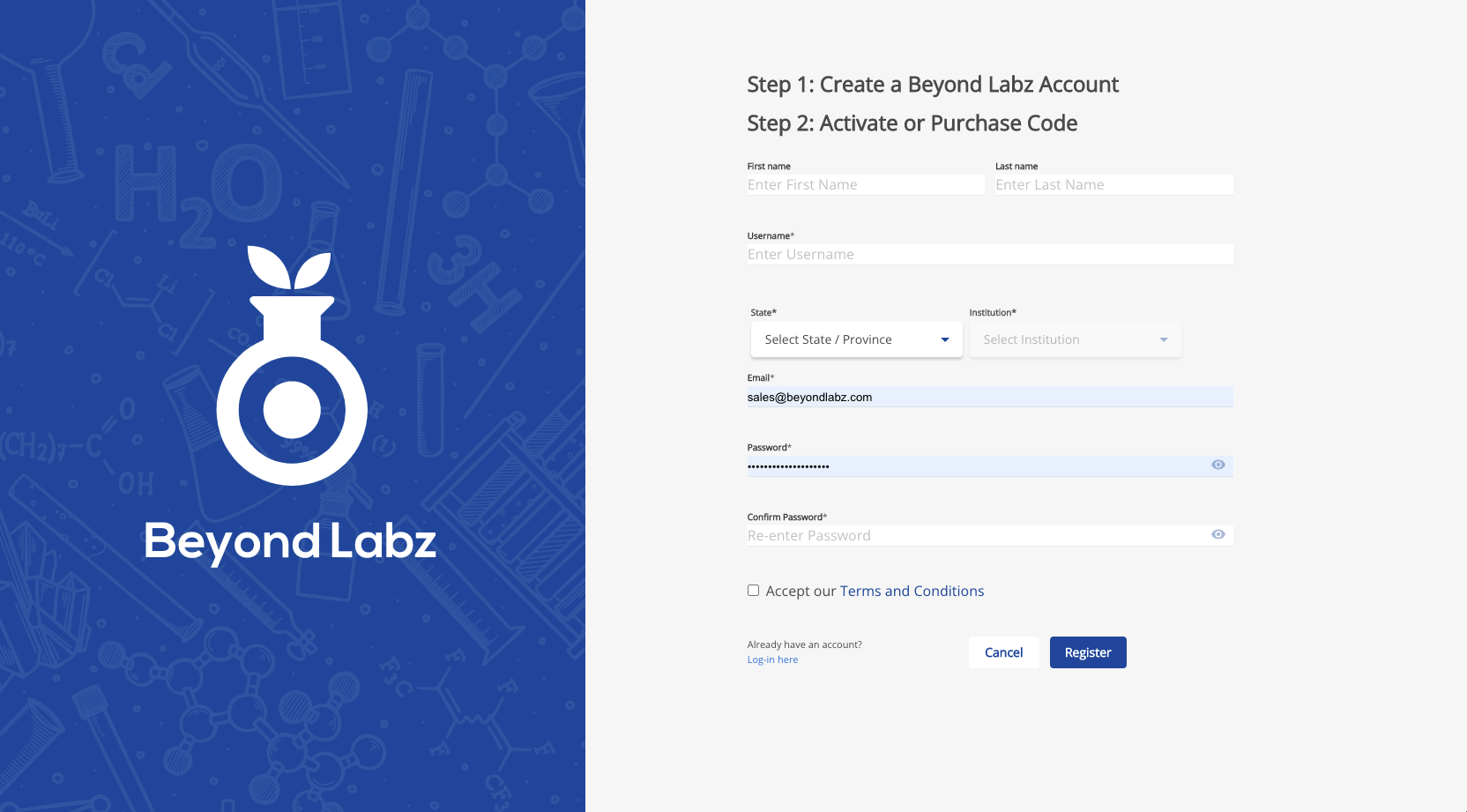 Set up your demo/exploratory account